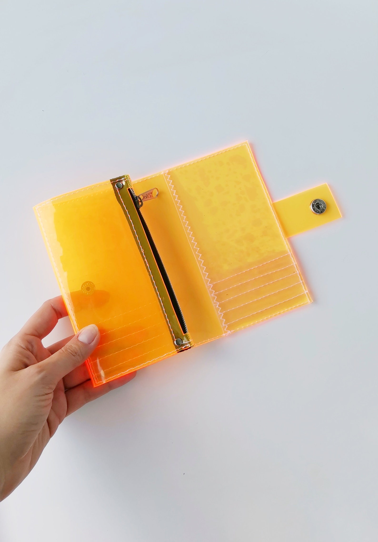 Orange Wallet Medium Wallet Vinyl Pocket Wallet Womans - Etsy