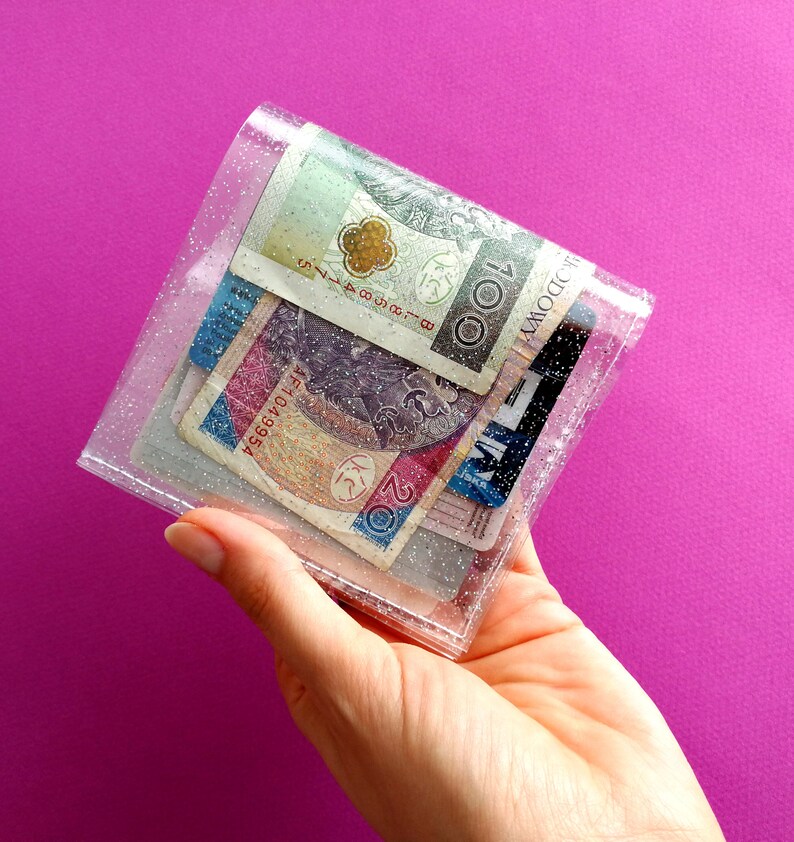 Transparent Clear Vegan Wallet With Iridescent Holographic - Etsy