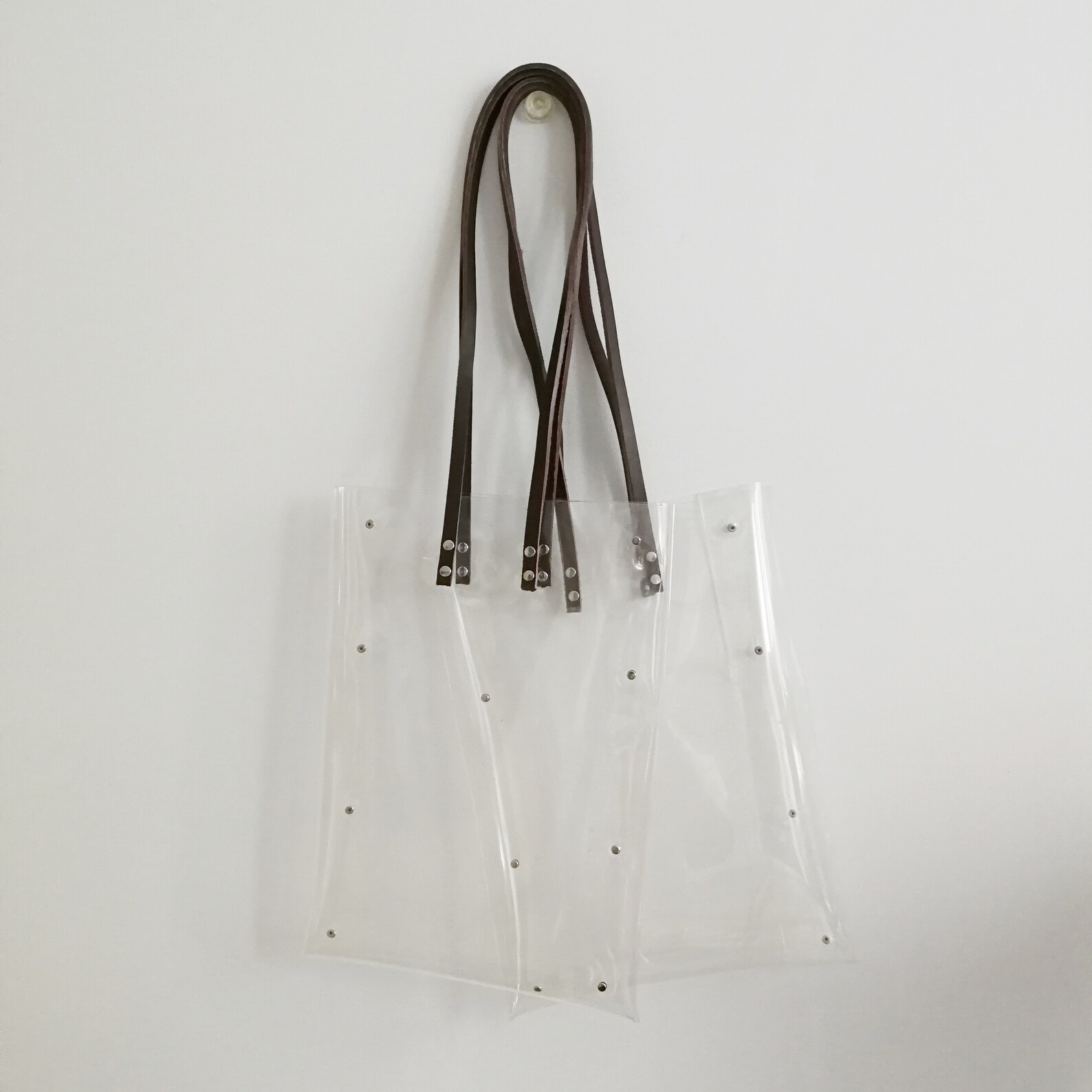 Everyday Tote Bag Leather Strap Clear Bagminimalist - Etsy