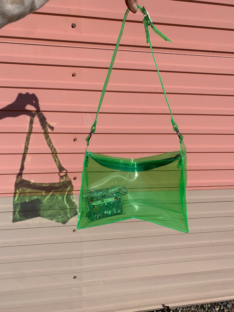 Baguette Bag Shoulder Purse Transparent Vinyl Bow Shape Y2K Aesthetic ...