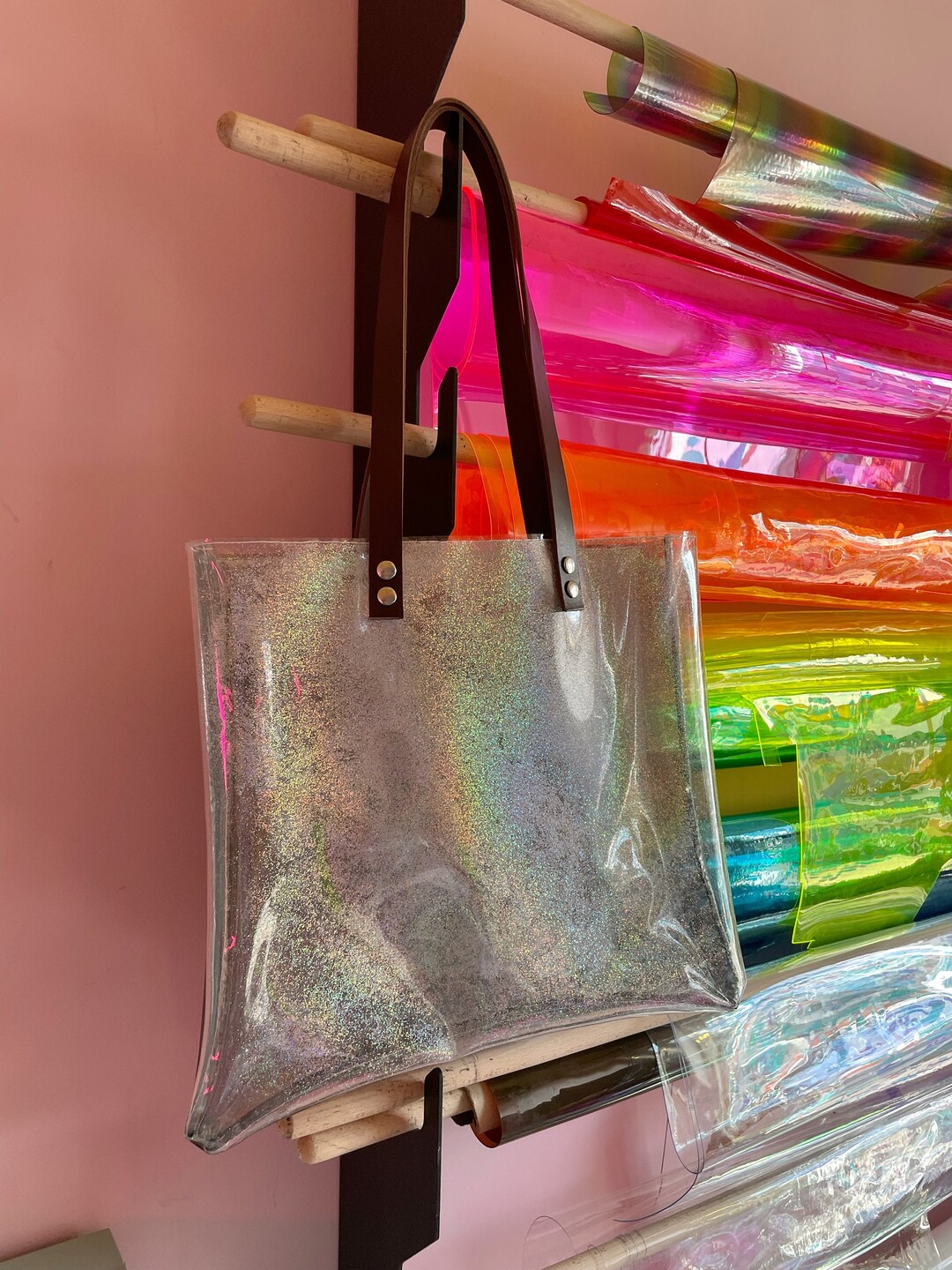 Holographic Glitter Tote Bag: Black & White Rave Handbag - Etsy