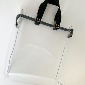 Clear Vinyl Tote Bag: Elegant Office Handbag With Cotton Handles - Etsy