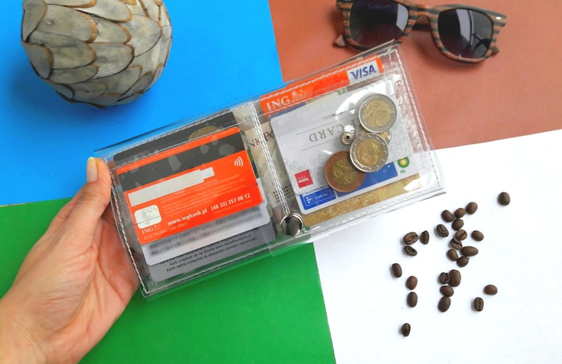 Transparent Vinyl Wallet Clear Card Coin Bill Holder Large Womens ...