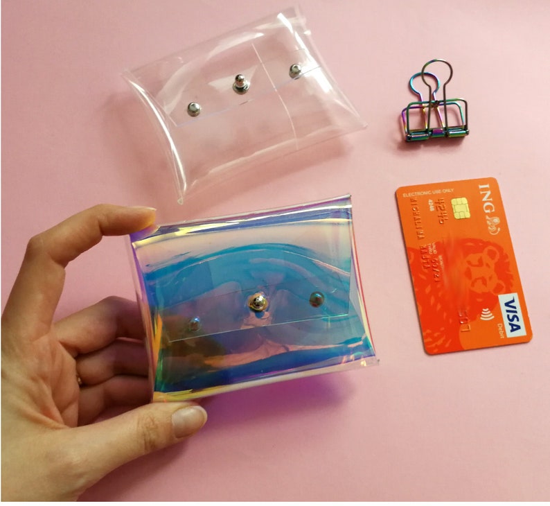 Holographic Card Holder: Iridescent Clear Coin Purse - Etsy