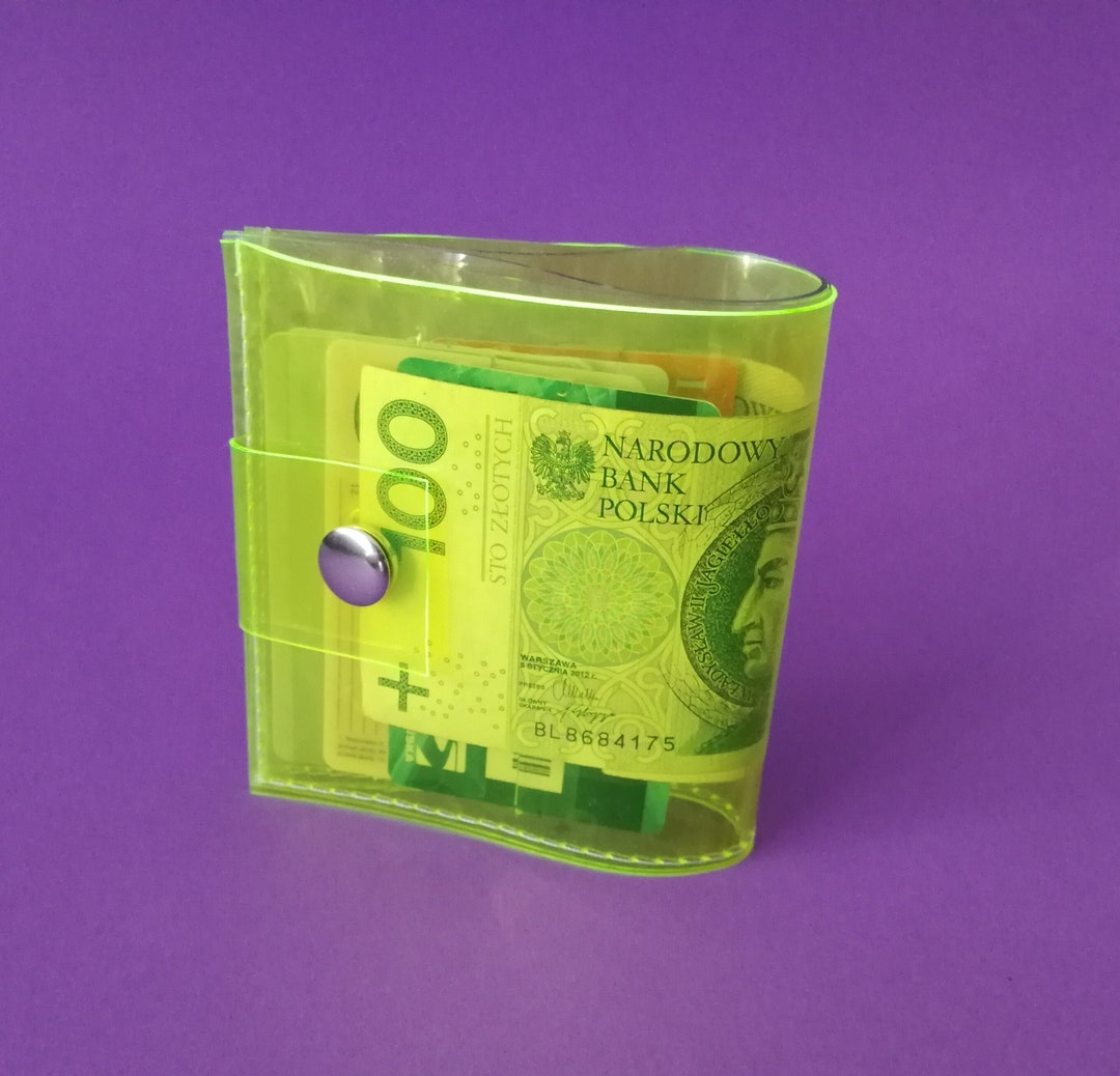 Neon Vinyl Wallet Transparent Vegan Wallet UV Glowing Cashier Card ...
