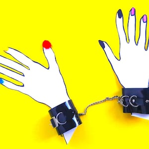 Black PVC Handcuff Vinyl Handcuffs Transparent 90s Cyber Gothic Cyber ...