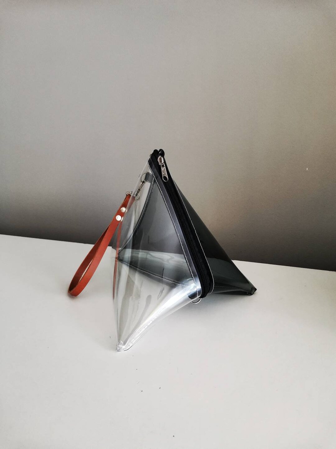 Triangle Zipper Bag, Travel Storage, Minimalism Organizer, Transparent ...