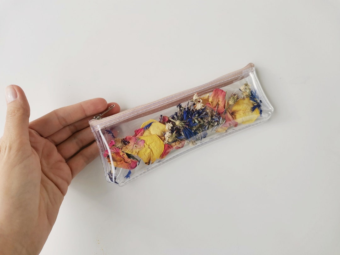 Pressed Flower Pencil Case Clear Vinyl Botanical Pouch Terrarium ...