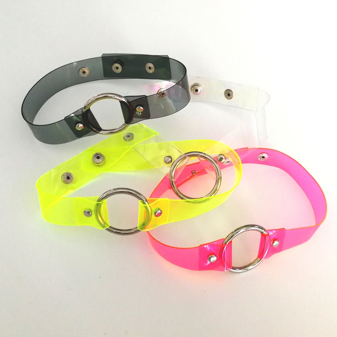 Clear Neon Pink Transparent Choker Neon Pink Neon Yellow - Etsy