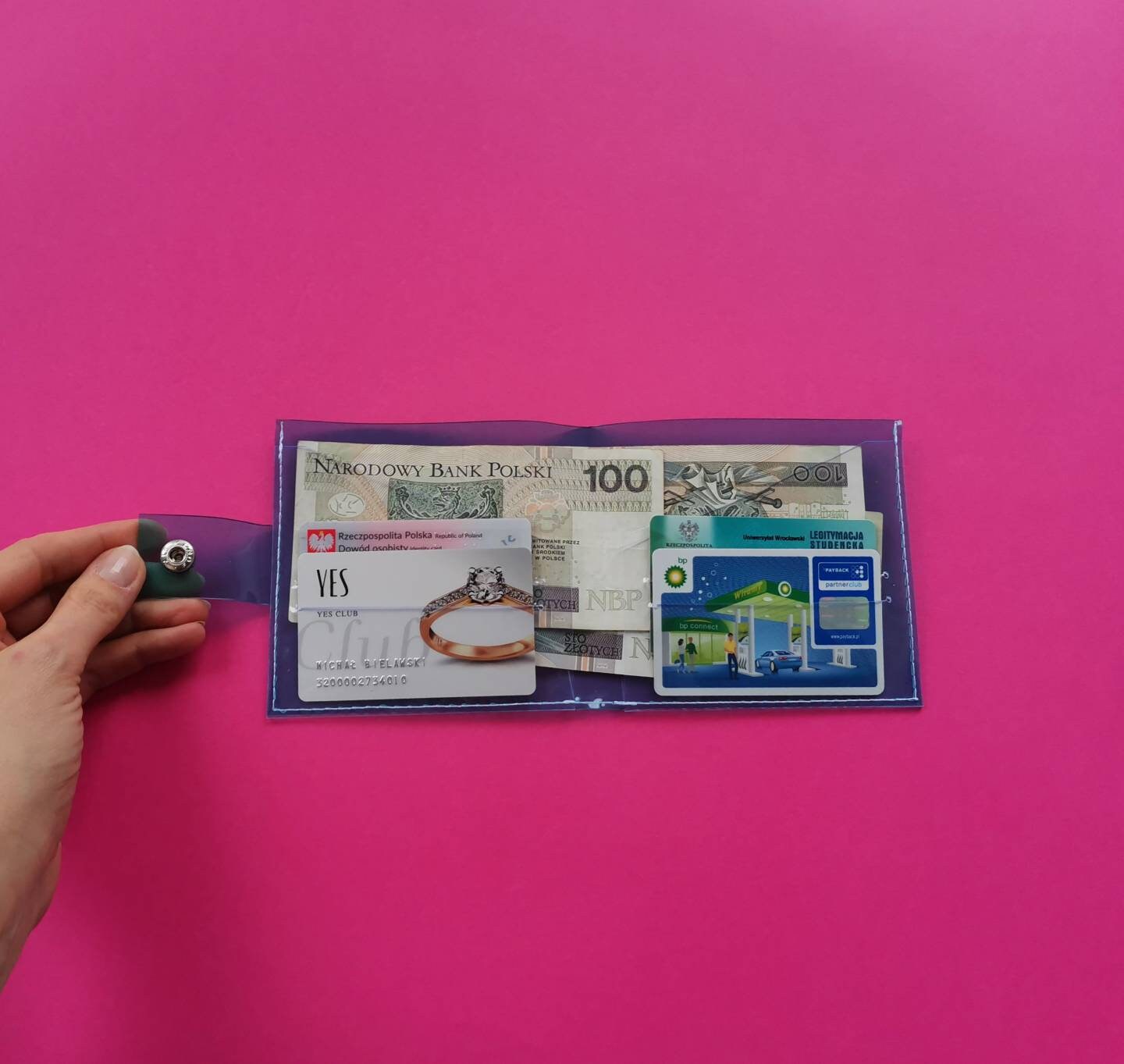 Blue UV Vinyl Wallet Kawaii Jelly Card Holder Transparent ID Wallet 90s ...