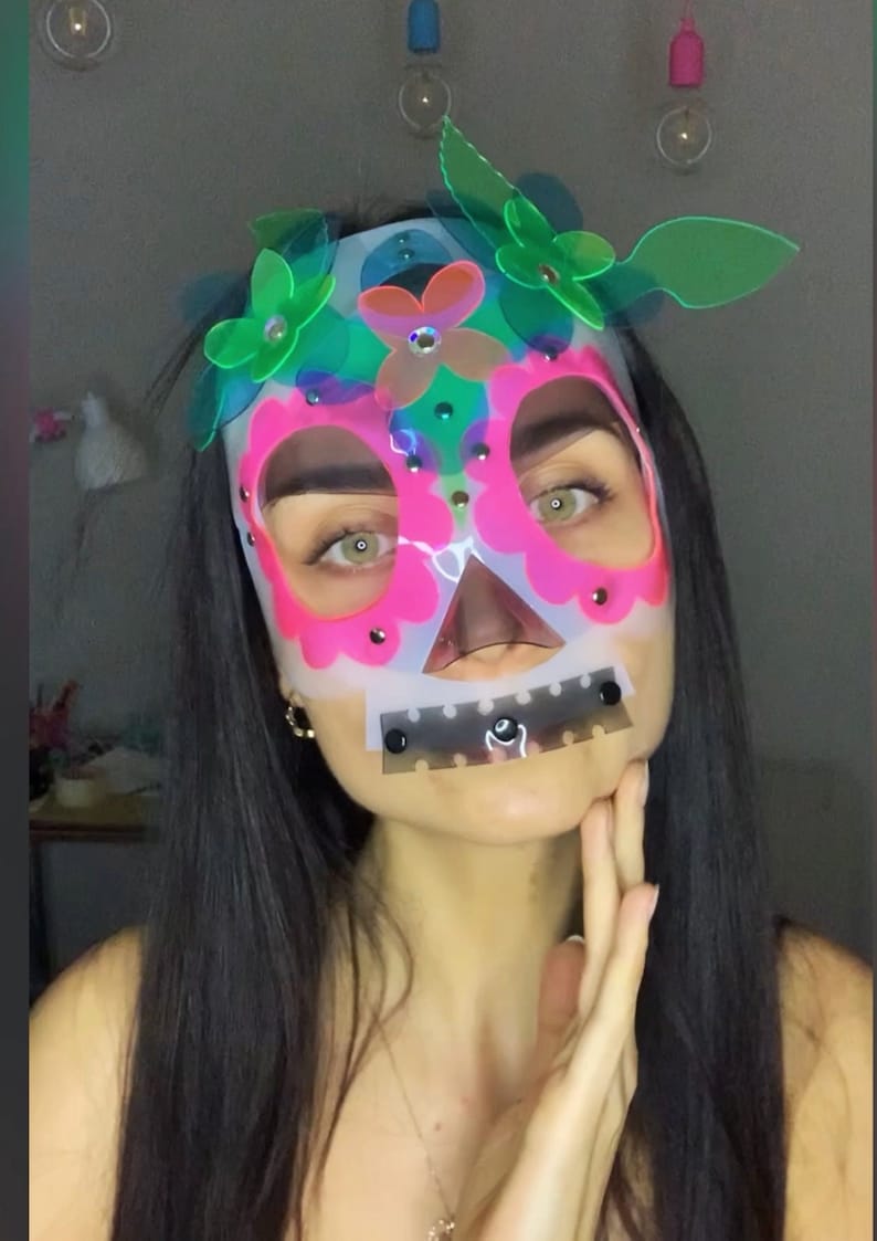 Sugar Skull Mask Uv Blacklight Rave Mask Festival - Etsy