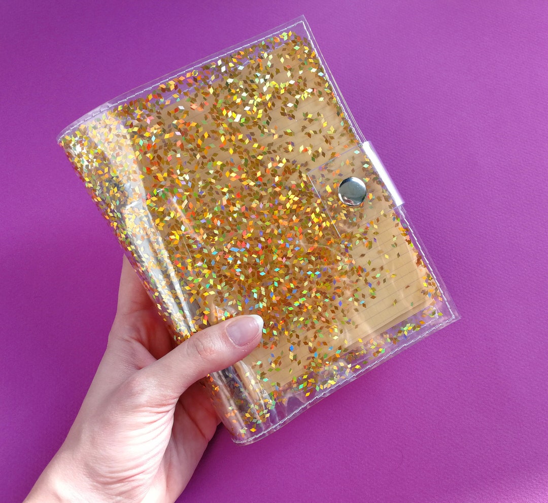 Cute Holographic Gold Glitter Notebook, Girl Boss Notepad, Iridescent ...