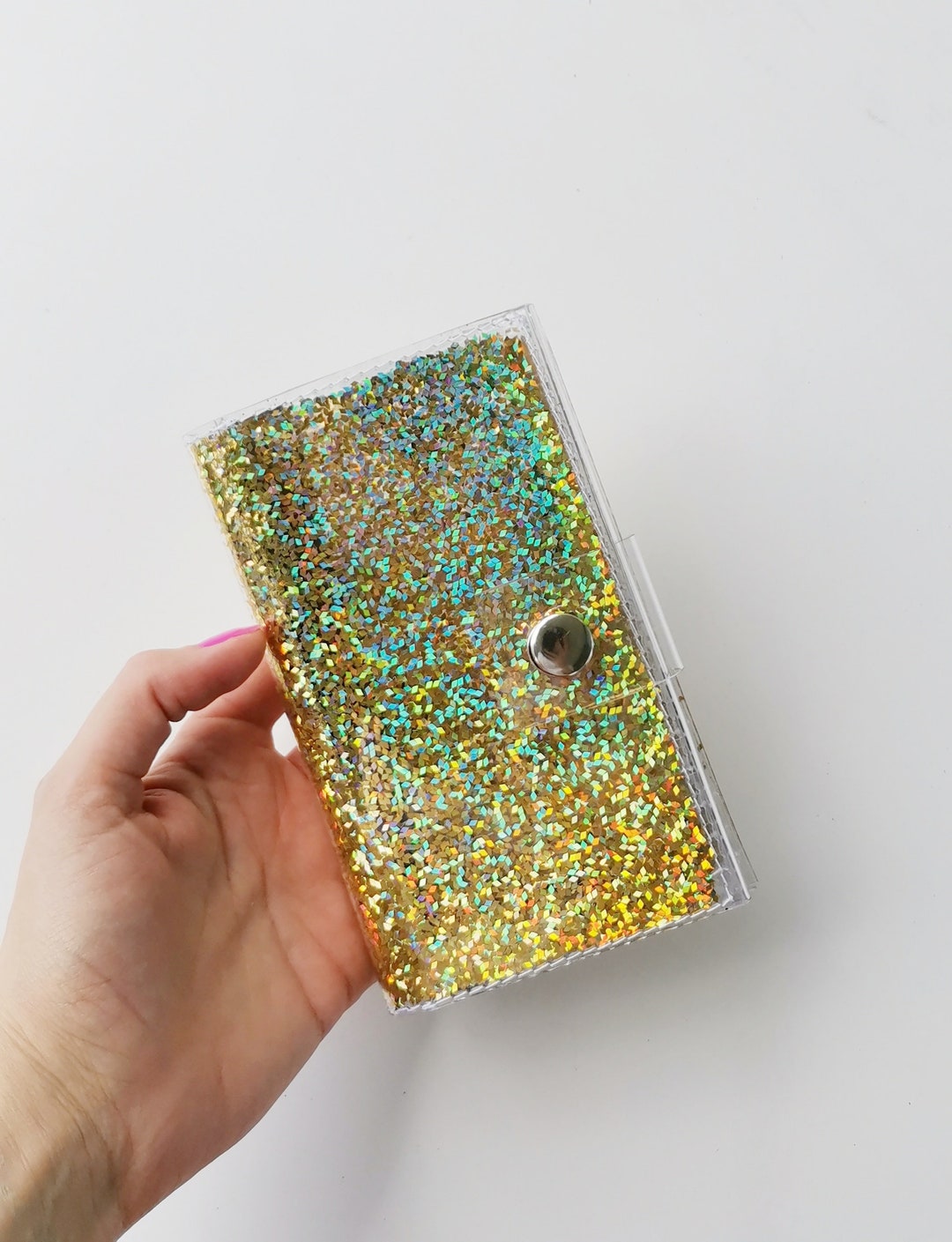 Holographic Confetti, Medium Vinyl Wallet, Gold and Silver, Rainbow ...