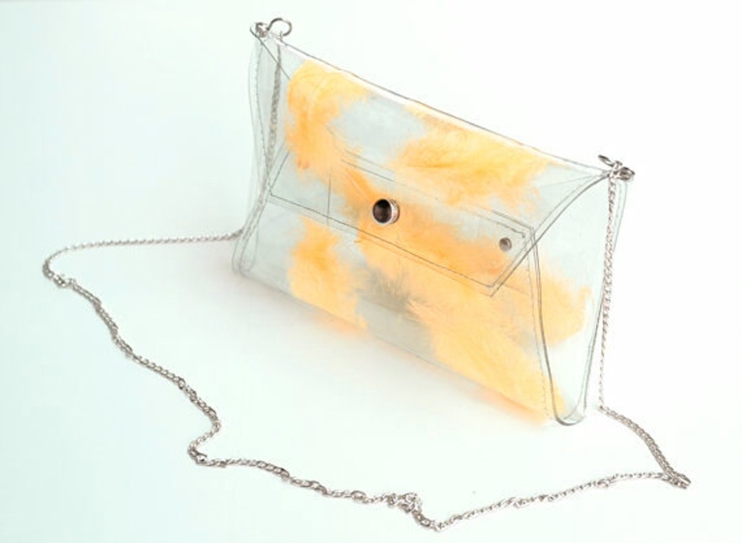 Unique Envelope Handbag, Orange Neon Feathers, Real Feathers Clutch ...