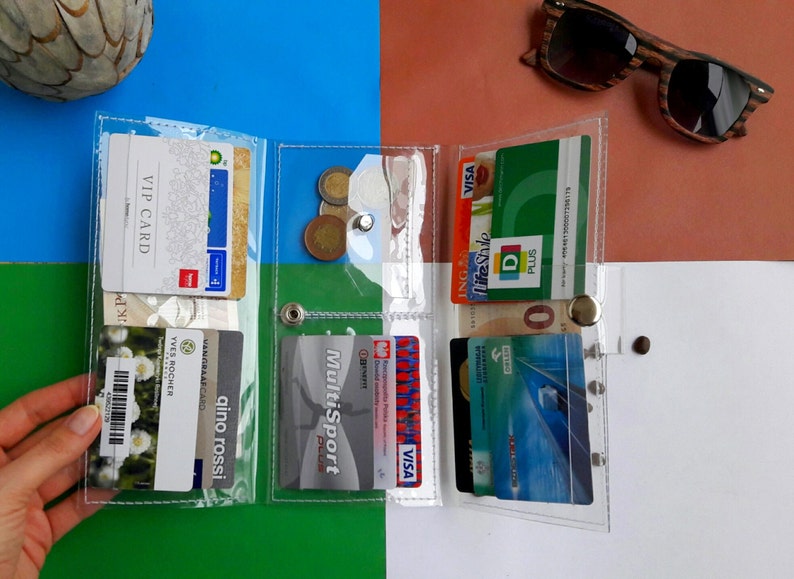 Transparent Vinyl Wallet Clear Card Coin Bill Holder Large Womens ...