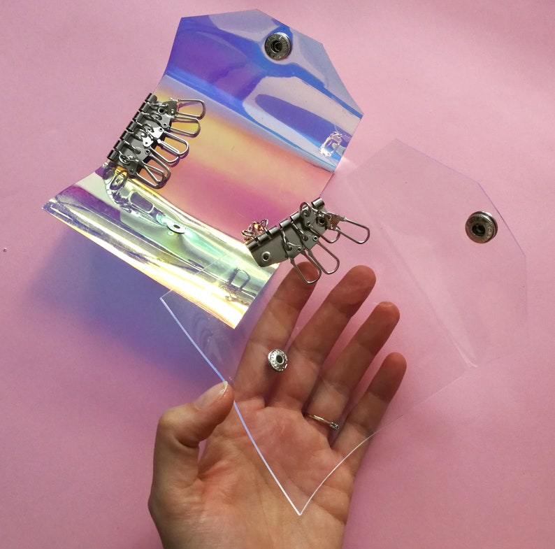 Key Wallet Clear Vegan Key Pouch Vinyl Key Holder Key - Etsy