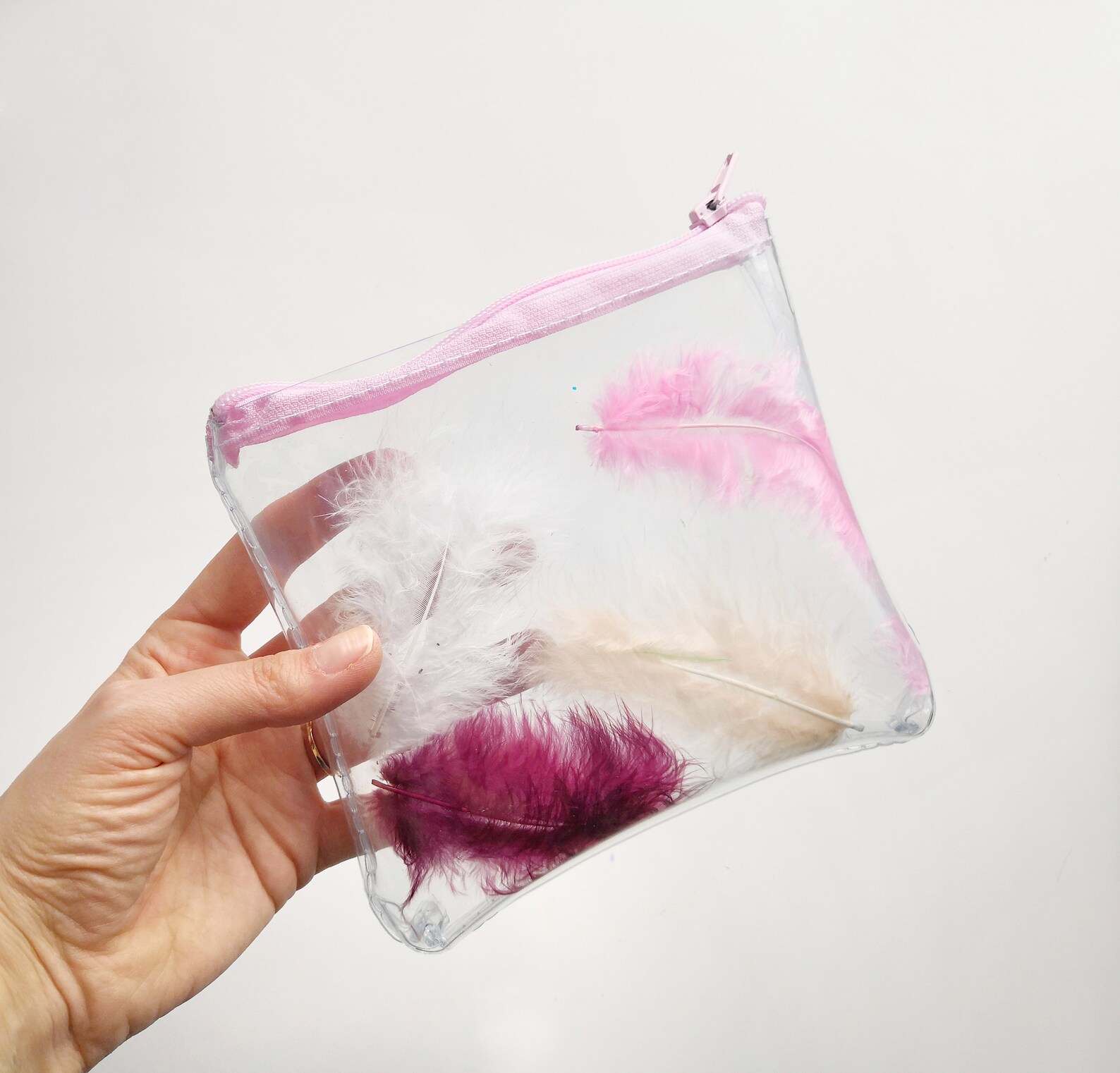 Cute Makeup Pouch Feathers Cosmetic Bag Soft Feathers Gift - Etsy