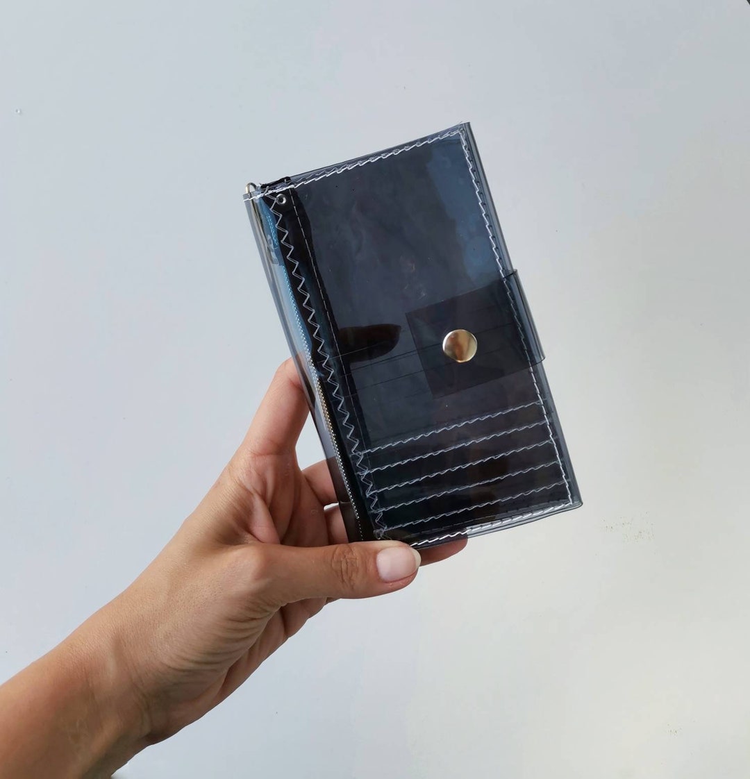 Simple Vinyl Wallet Clear Card Holder Organizer Zipper Pouch Stationary ...