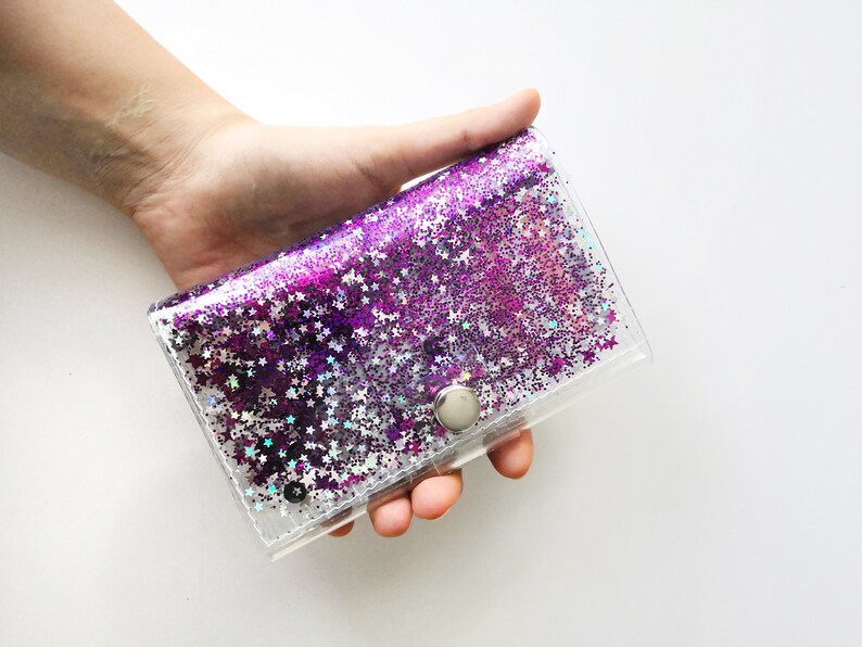 Pink Glitter Wallet Medium Cute Money Holder Transparent | Etsy