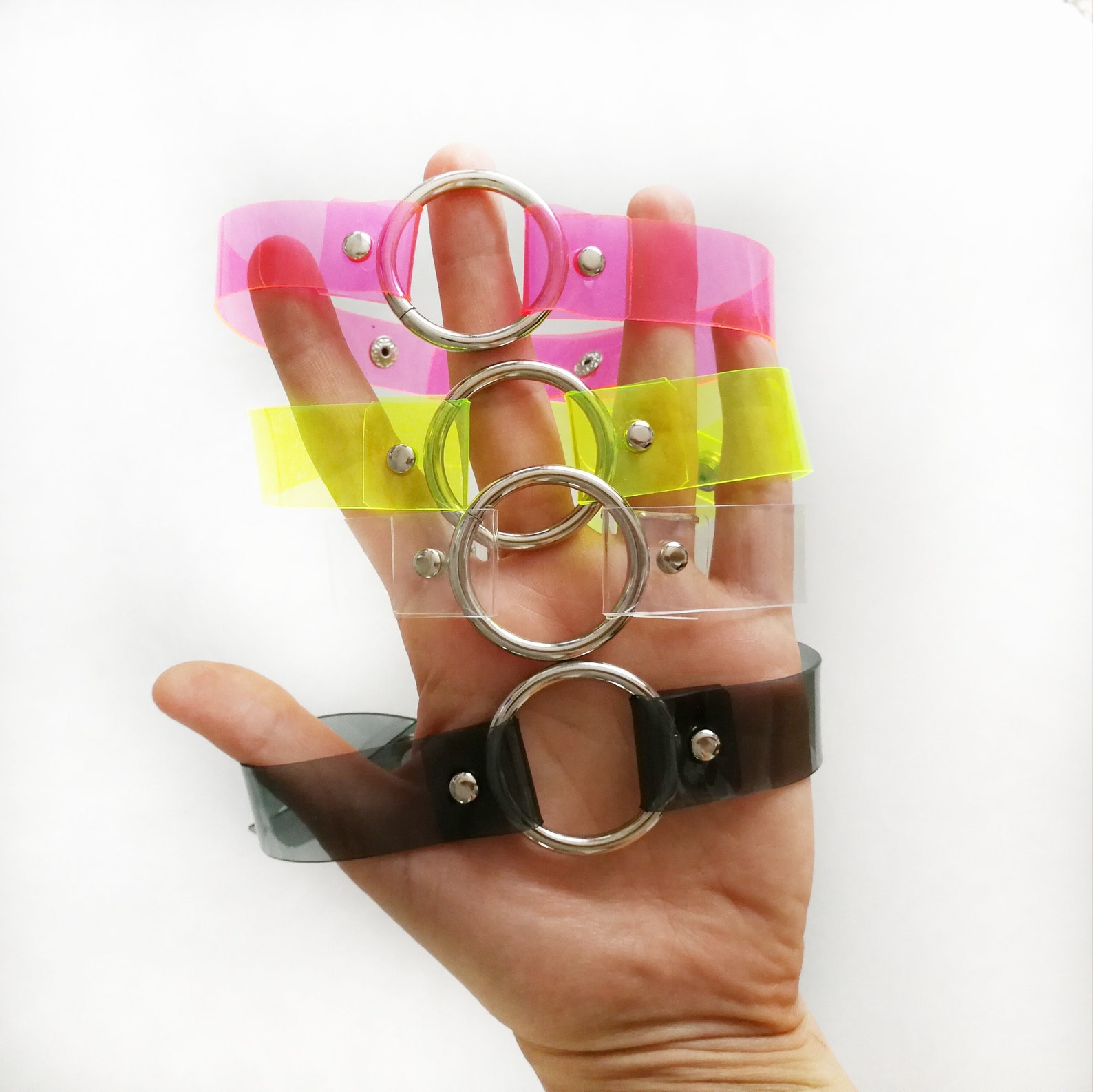 Clear Neon Pink Transparent Choker Neon Pink Neon Yellow | Etsy