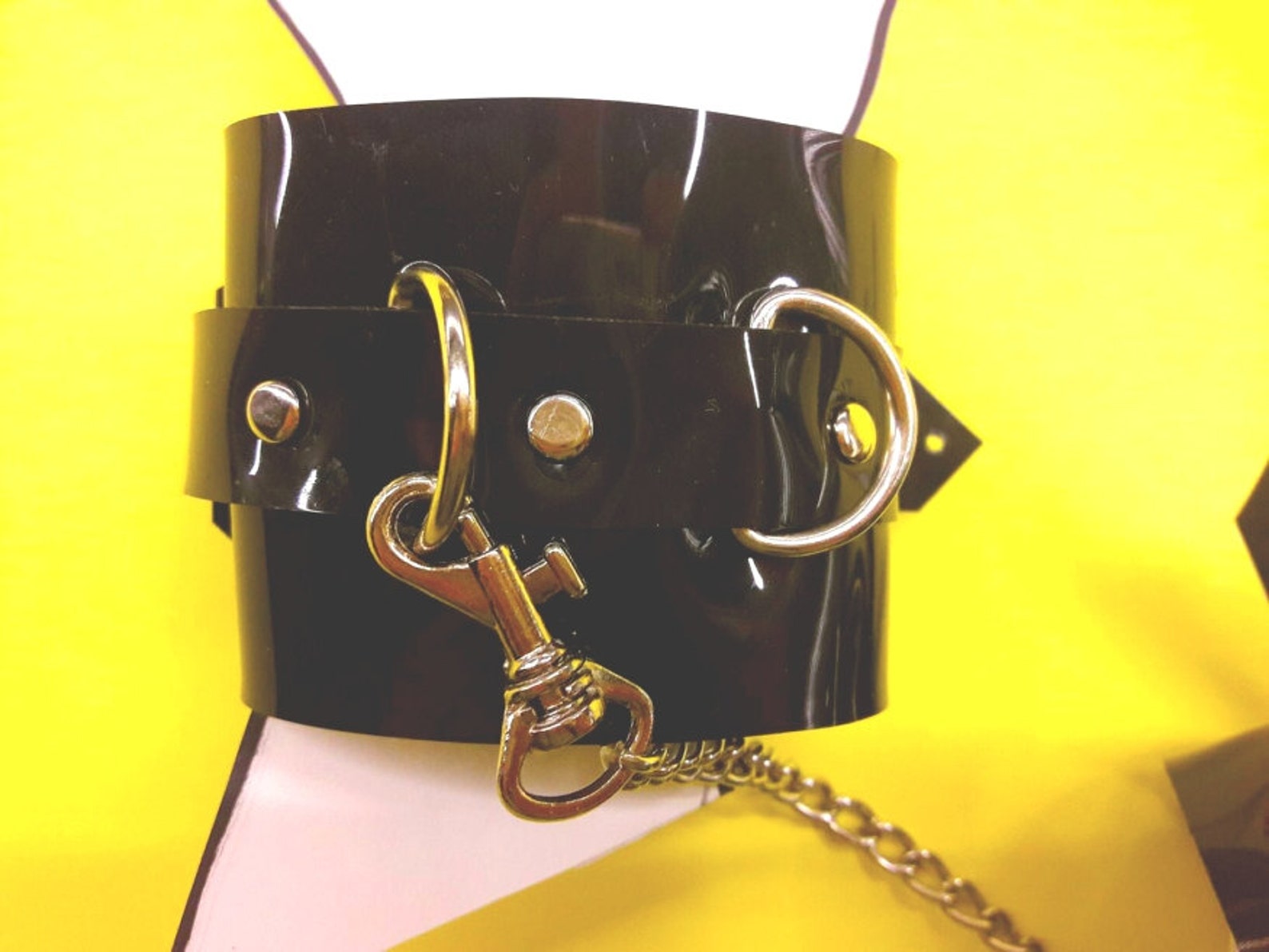 Black PVC Handcuff Vinyl Handcuffs Transparent 90s Cyber | Etsy