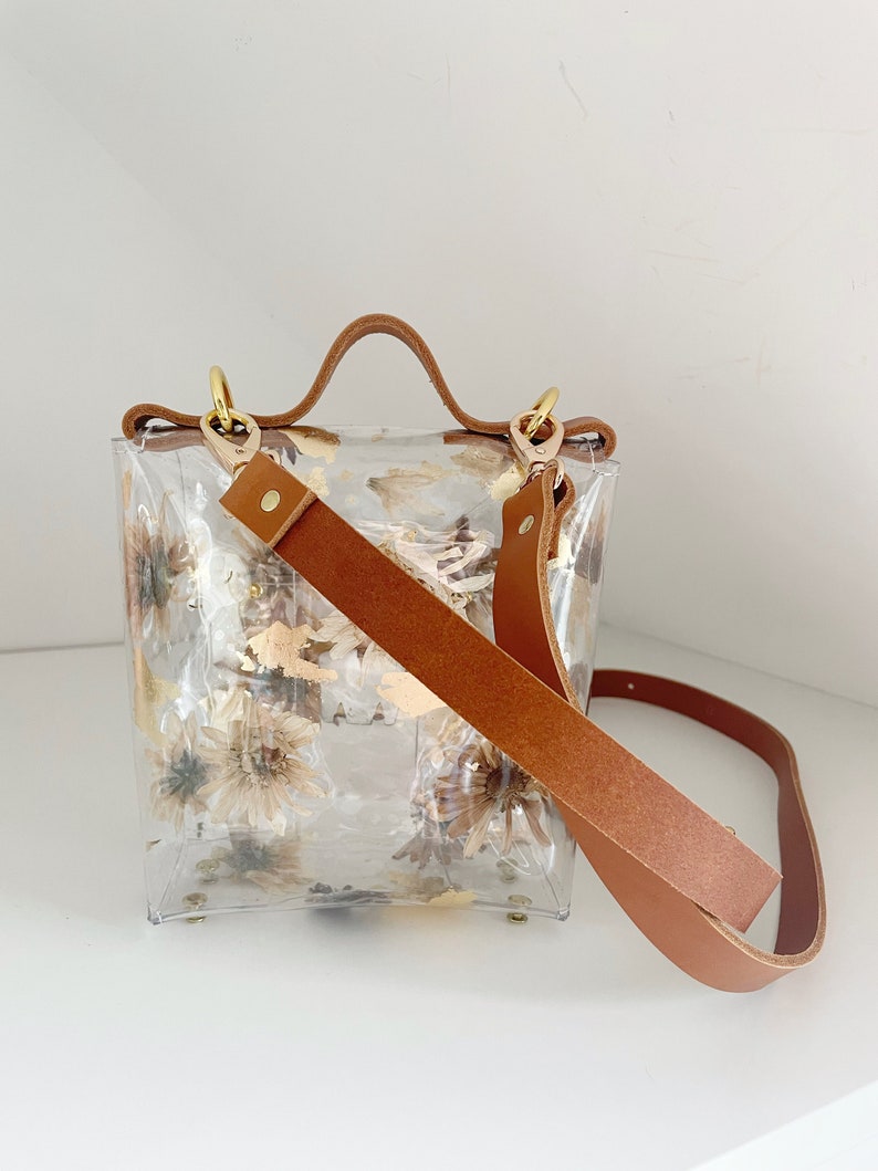 Messenger Bag Floral Vinyl Crossbody Purse Dried Flowers Boho Romantic ...