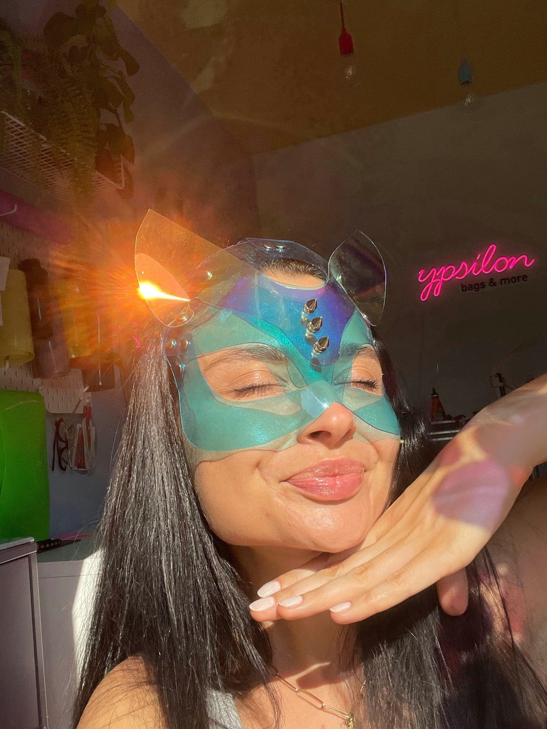 Blue Mask, Cyber Cat, Cat Woman Gadget, Gift for Poledancer, Bad Girl ...