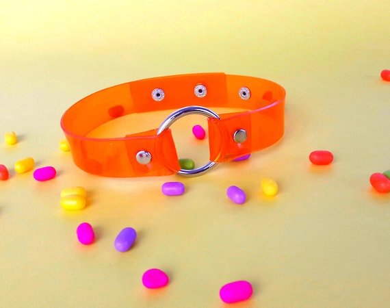 O Ring Orange Vinyl Choker 90s Necklace Gothic 90's | Etsy