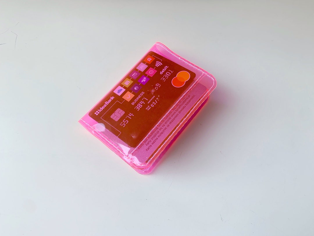 Transparent Card Holder Minimalist Wallet Glossy Vegan Vinyl Pocket ...