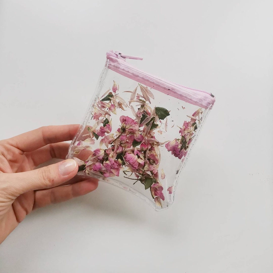 Ecofriendly Wallet, Small Purse, Pressed Flowers, Dried Pink Roses ...