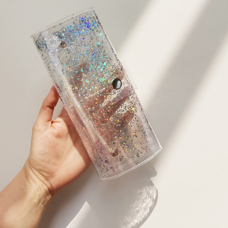 Clear Wallet With Holographic Confetti Glitter Cashier - Etsy