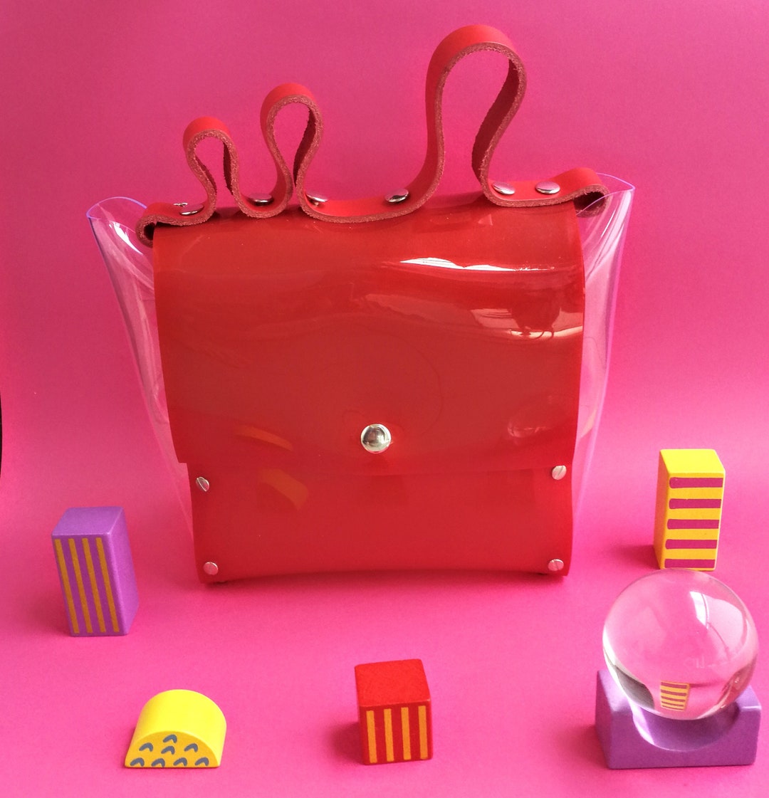 Minimal Red Handbag, Always in Style Bag, Unique Designed Bag, Waveing ...