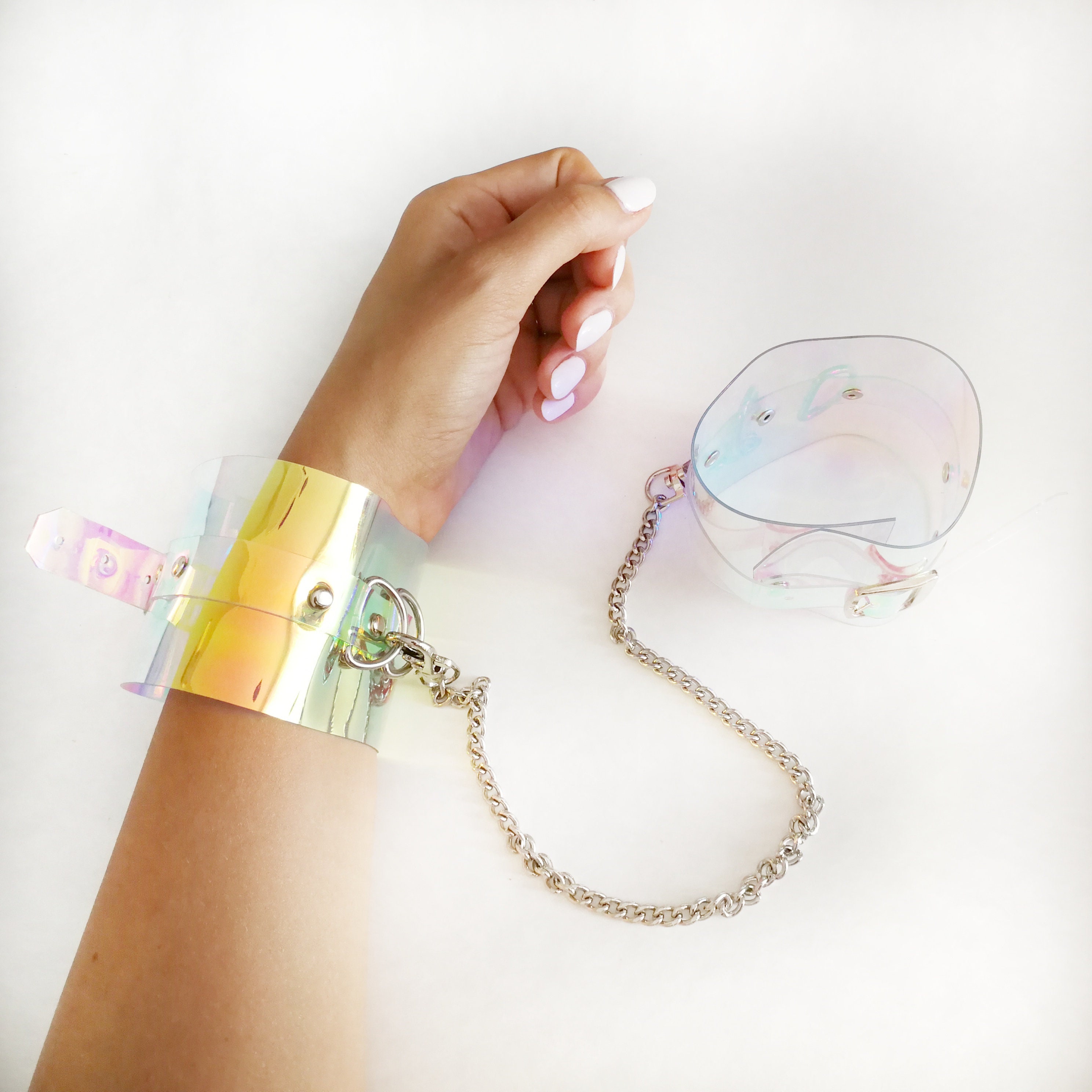 Holographic Handcuff Vinyl Handcuffs Transparent PVC 90s - Etsy Canada