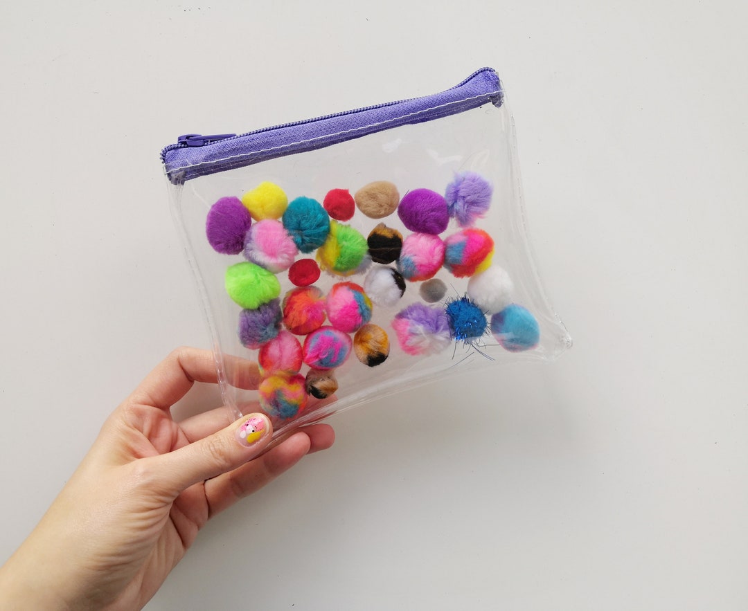 Poms Cosmetic Bag Pom Pom Makeup Colorful Pouch Travel Purse Bubble ...