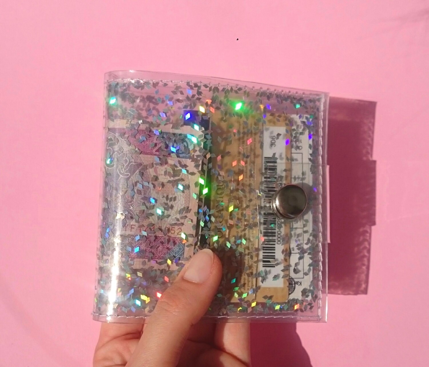 Holographic glitter wallet 90s style accessories iridescent | Etsy