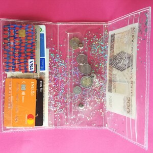 Clear Wallet With Holographic Confetti, Glitter Cashier Wallet ...