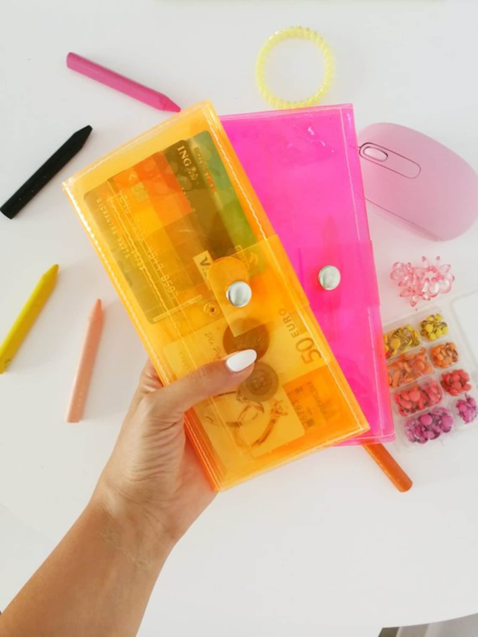 Neon Pink Big Vegan Wallet Cyber Techno Punk Style Premium | Etsy