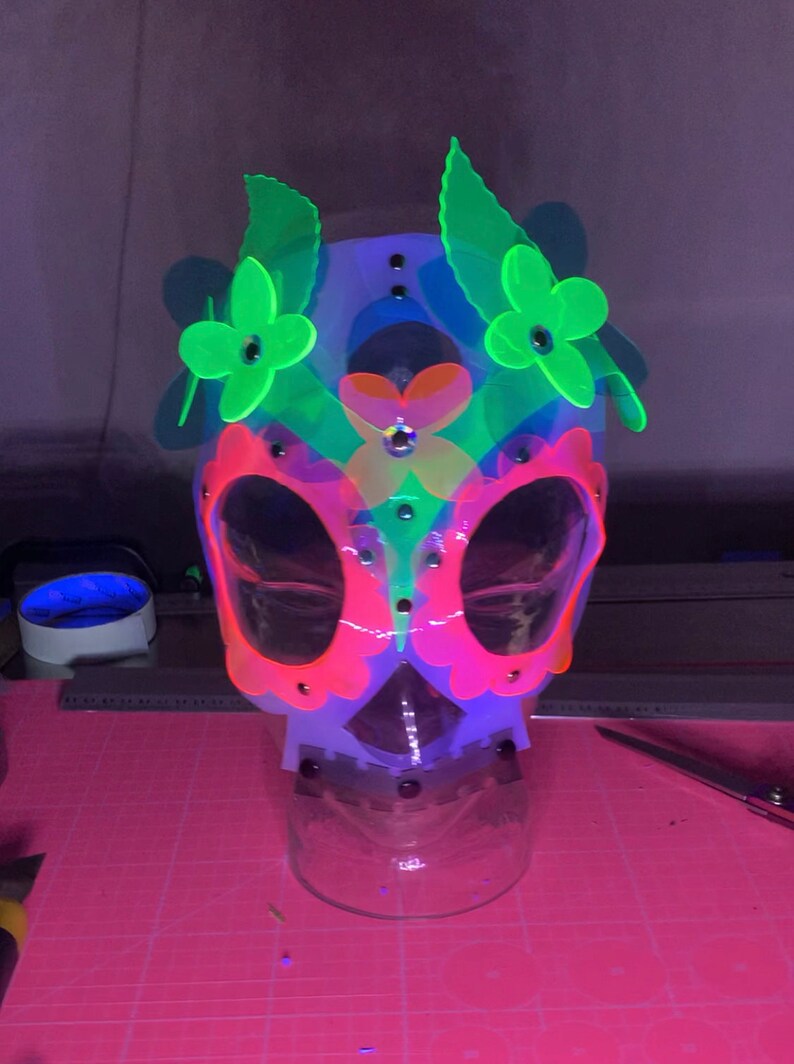 Sugar Skull Mask Uv Blacklight Rave Mask Festival | Etsy