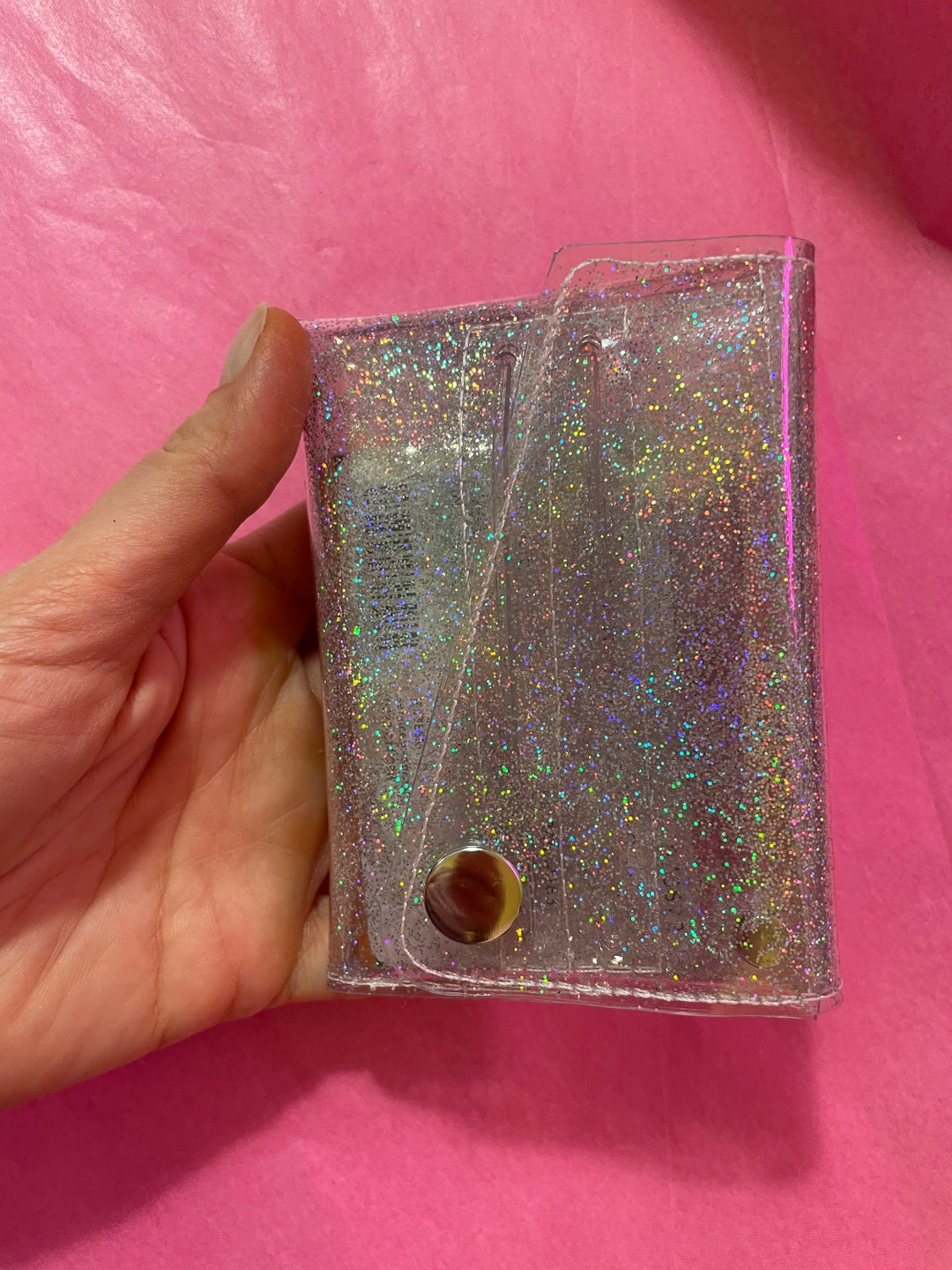 Holographic Glitter Wallet – Vinyl Card Holder With Jelly Pouch, Travel ...