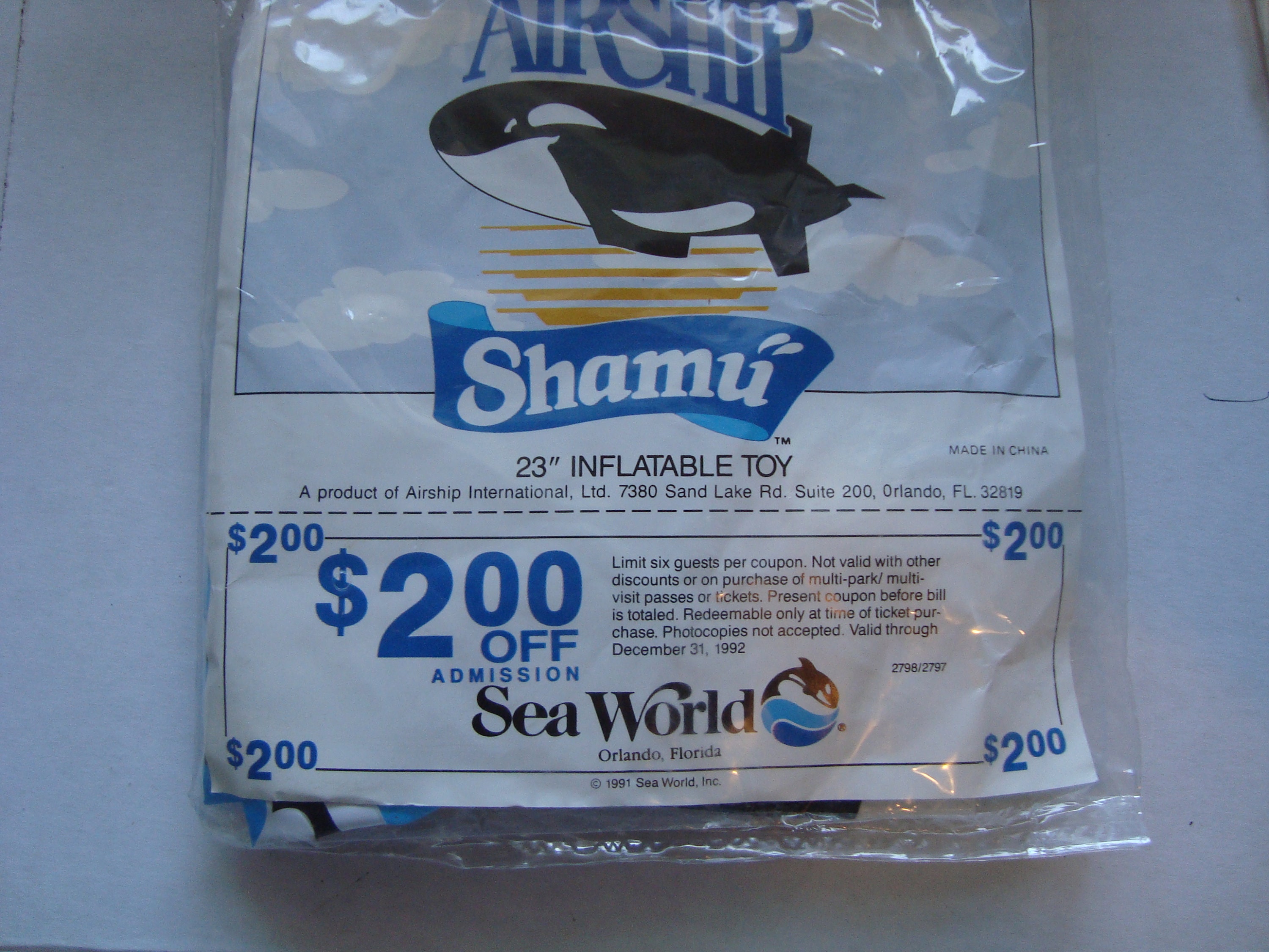 10 Vintage Sea World Inflatable Shamu Aprox 23 Inch Circa 1980 New in ...