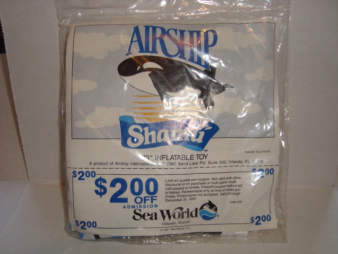 10 Vintage Sea World Inflatable Shamu Aprox 23 Inch Circa 1980 New in ...