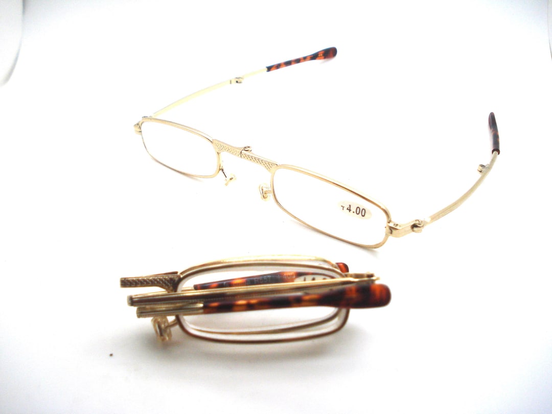 2 Folding Reading Glasses Power +4.0 New Compact Readers With Case - Etsy