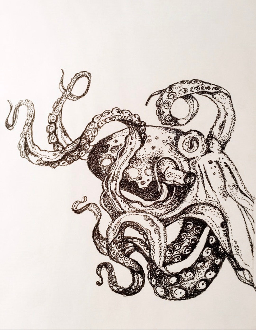 Customized Dot Drawing Octopus Art - Etsy