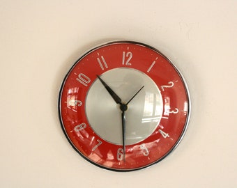 Red Wall Clock | Etsy