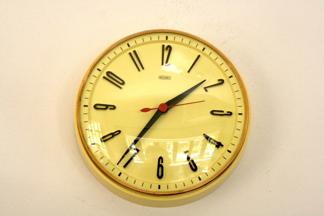 Metamec Wall Clock Deep Case, Yellow 1960s - 1970s - Etsy