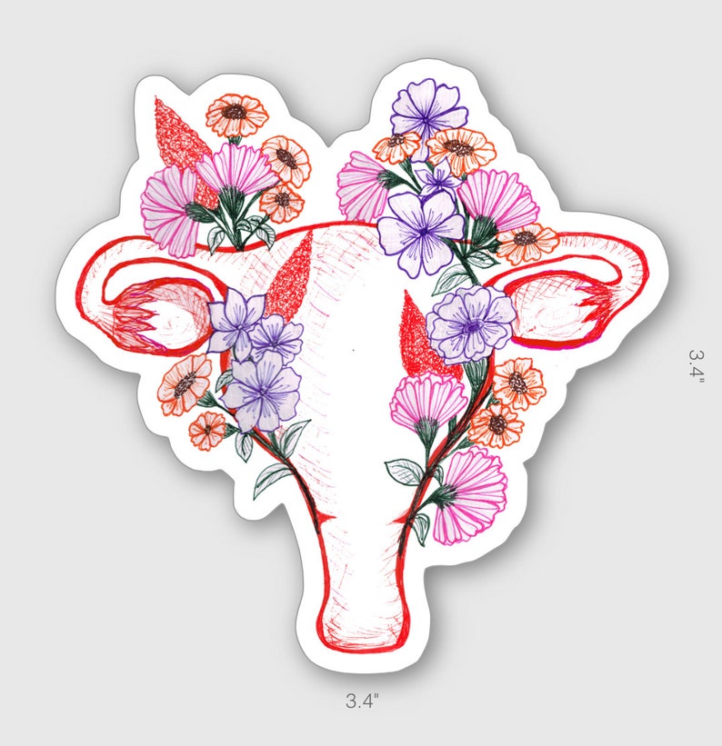 Floral Anatomy Uterus Flower Anatomic Laptop Decal Vinyl Waterproof ...
