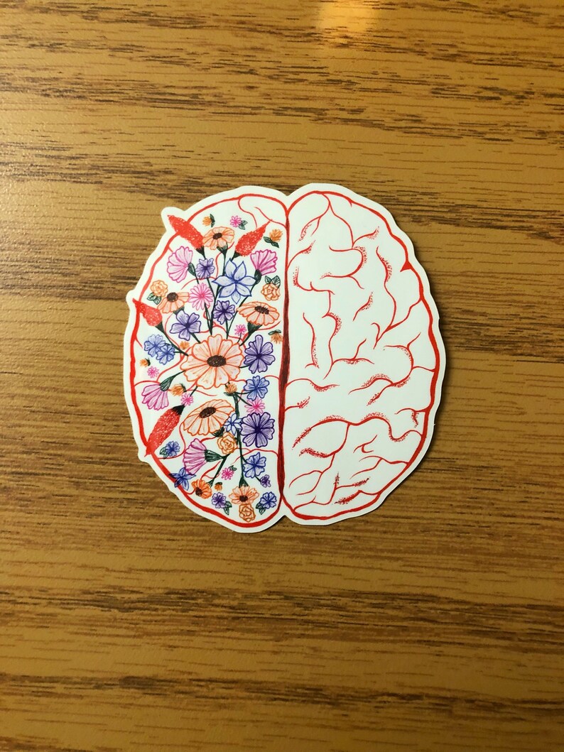 Floral Anatomy Brain Neurology Medical Sticker Decal Neurologist ...