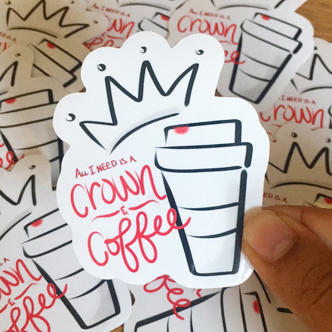Pageant Queen Crown and Coffee Waterproof Sticker - Etsy