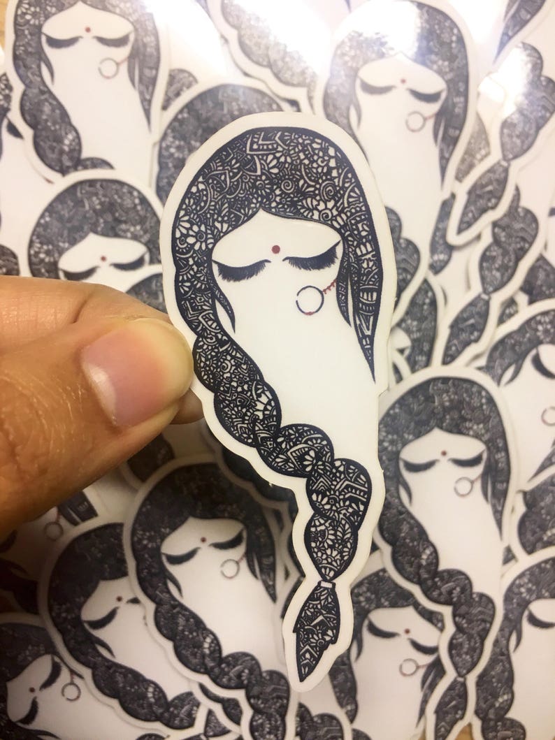 Bindi and Braid Zentangle Indian Woman Transprent Sticker - Etsy