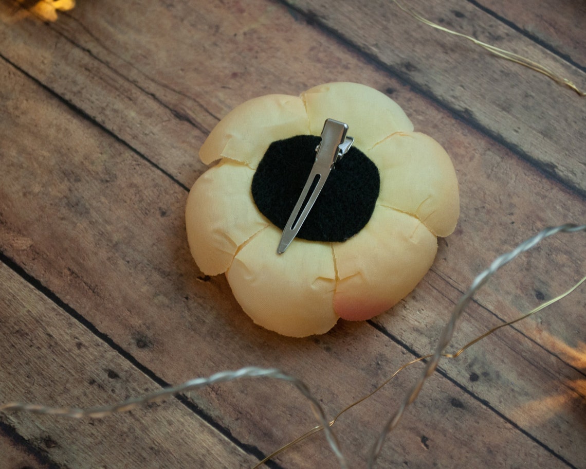 Peach Flower Clip With Button Center - Etsy